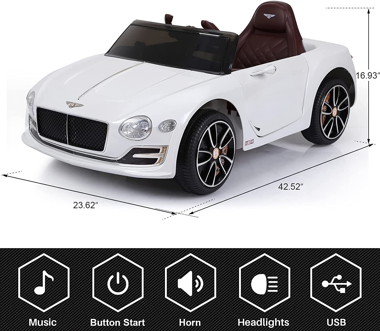 SEHOMY Bentley Licensed Electric Kid Car with Parent Remote Control