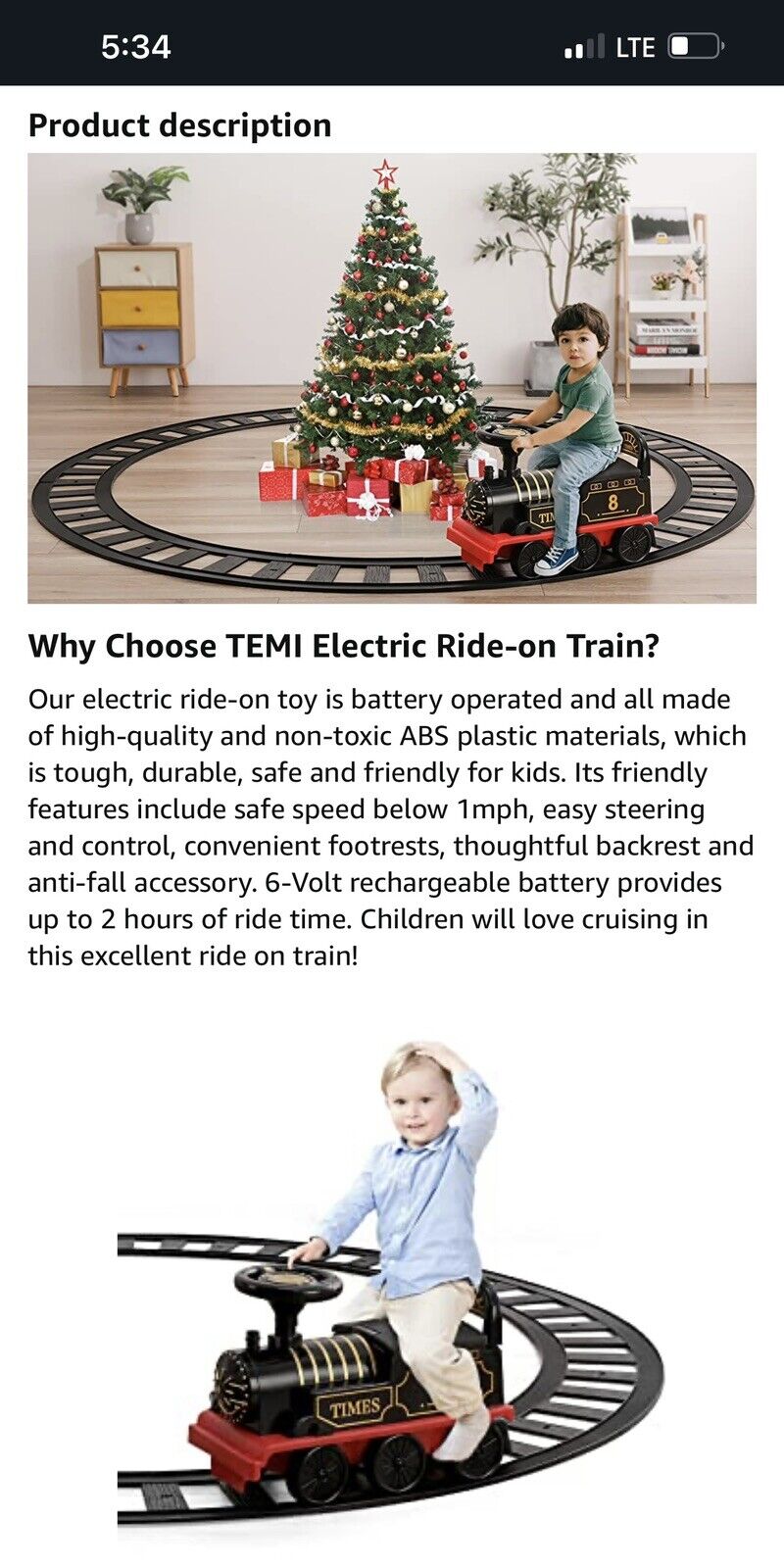 TEMI Ride On Train Set: All-in-One Track and Train Experience