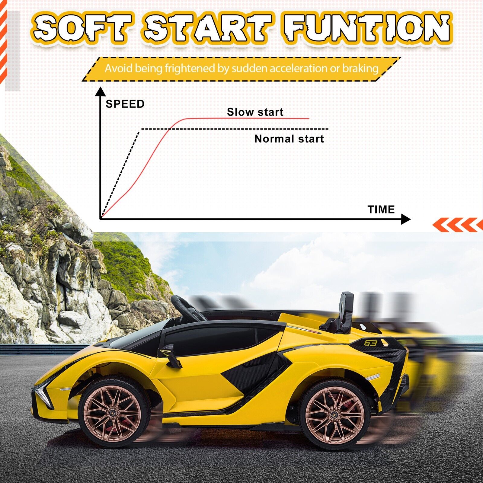 TOBBI 12V Lamborghini SIAN Electric Ride-On Car with Remote Control fo