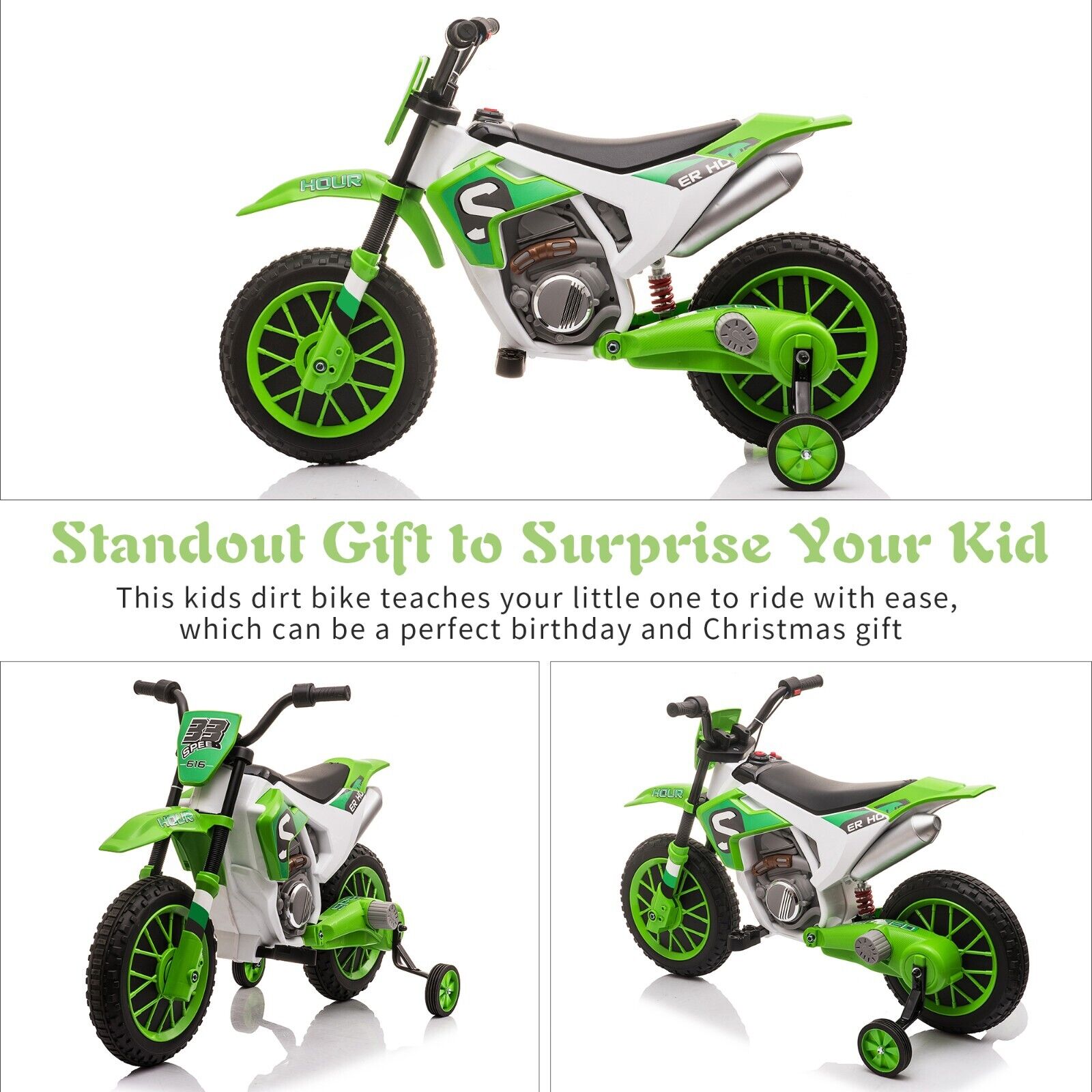 TOBBI Kids Electric Motorbike with Training Wheels - Fun and Safe Ride