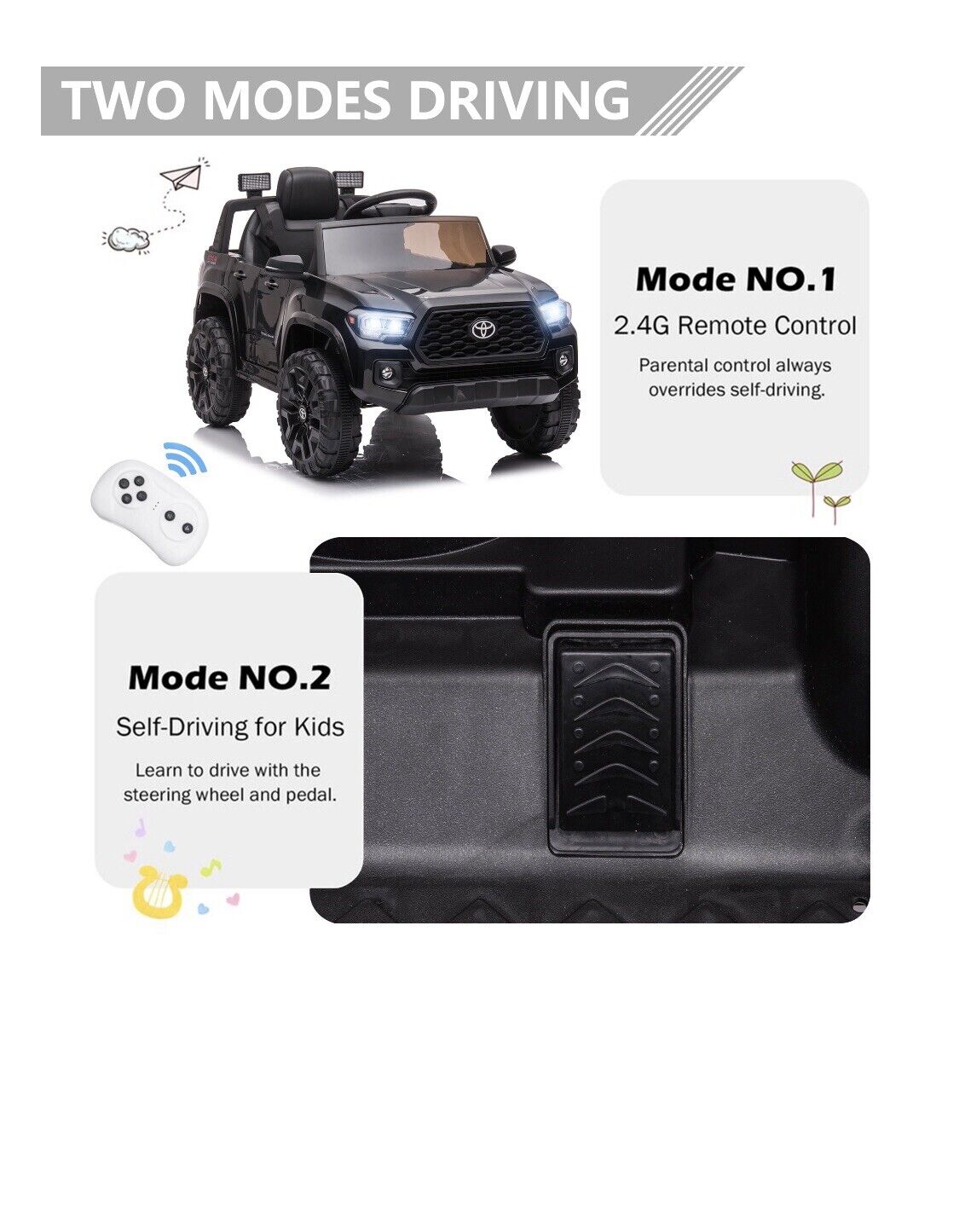 Toyota Tacoma Series 12V Kids Battery Powered Ride-On Toy Car - Offici