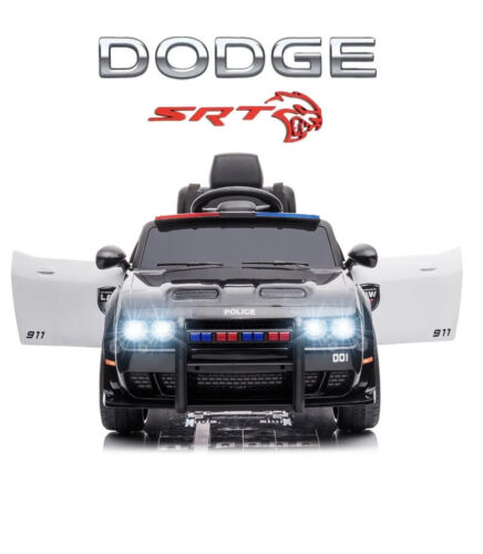 Ultimate Dodge Challenger SRT Hellcat Police Car 12V Kids Ride-On Toy