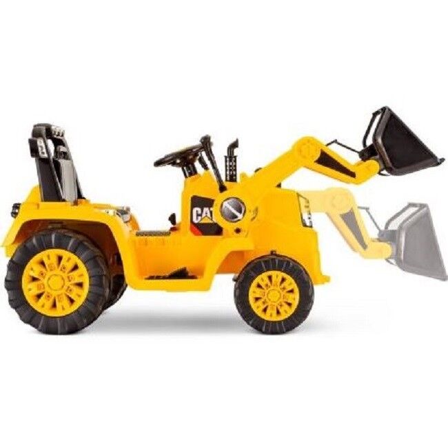 Yellow Battery-Powered Ride-On Backhoe for Kids with 6V Rechargeable B